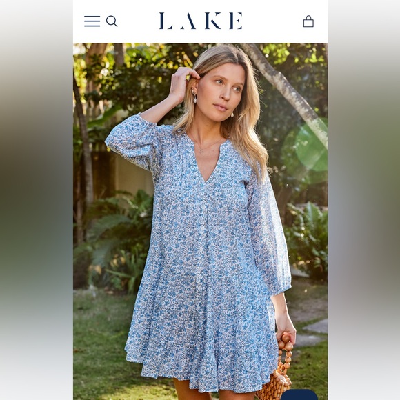 LAKE | Dresses | Lake Eloise Tiered Dress In Delft Blue Garden Floral ...